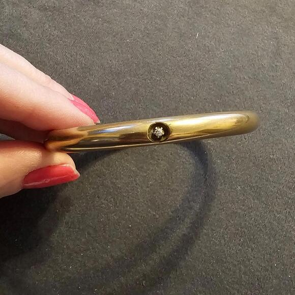 Jewelry | Lovely 1k Yellow Gold Hinged Bangle With Diamond 93g | Poshmark